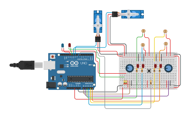Circuit design Dual Axis Solar Tracker Arduino based - Tinkercad