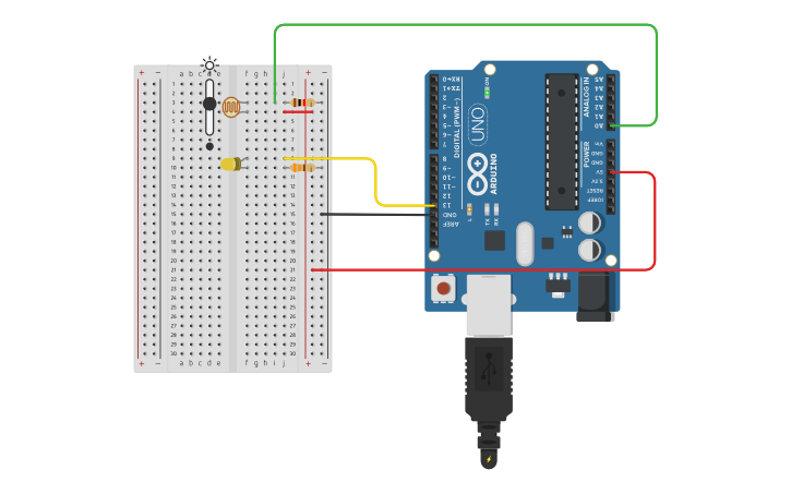 Circuit design LDR - Tinkercad