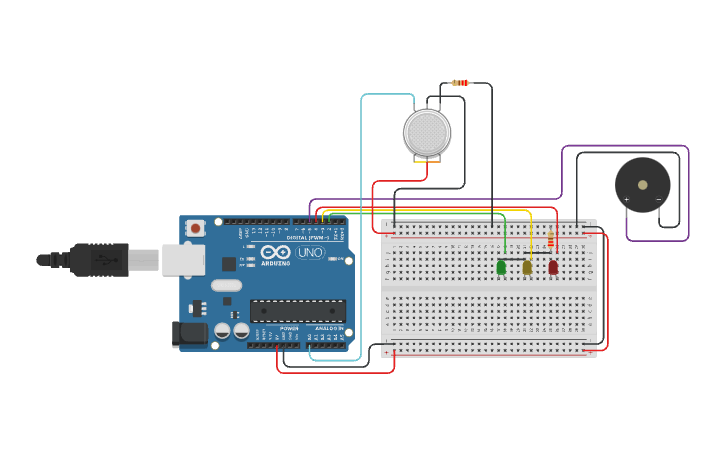 Circuit Design Gas Sensor With Leds Tinkercad