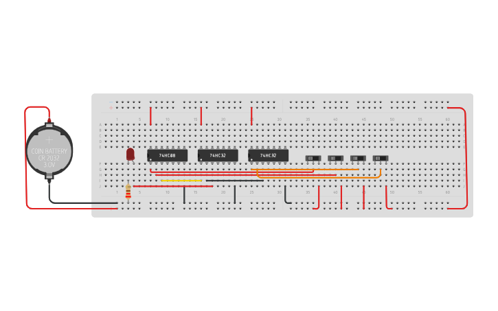 Circuit design Práctica 1. Circuito con compuertas lógicas - Tinkercad