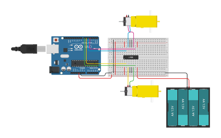 Circuit design Proyecto carro bluetooth arduino - Tinkercad