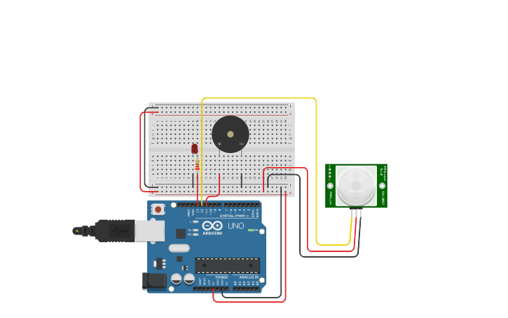 Circuit design Motion Detector - Tinkercad