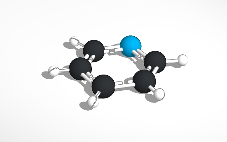 3D design Pyridine Molecular Model - Tinkercad