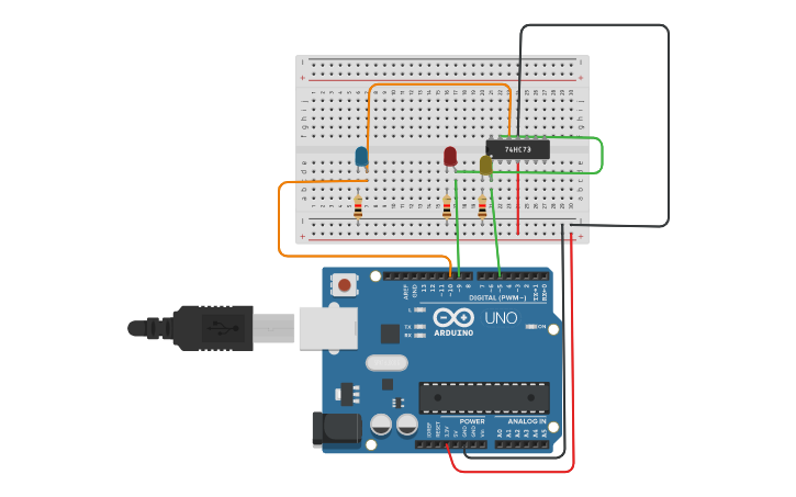 Circuit design IC 74H73 - Tinkercad