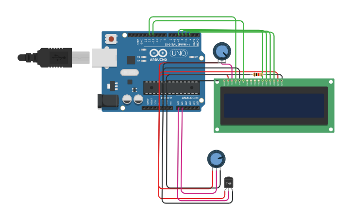 Circuit design Temperature and Humidity sensor - Tinkercad