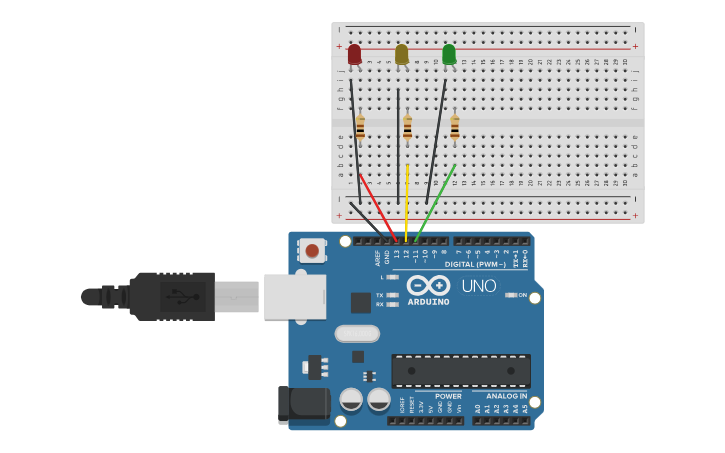 Circuit design semafo - Tinkercad