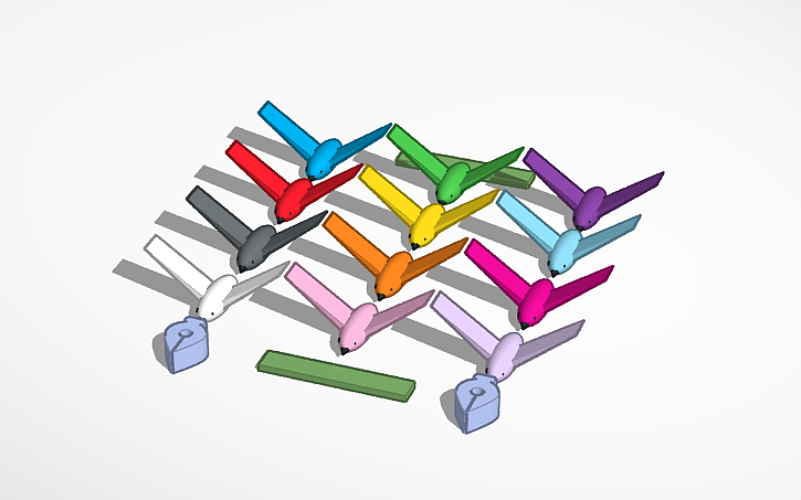 3D design Birds in flight (bunny edition) - Tinkercad