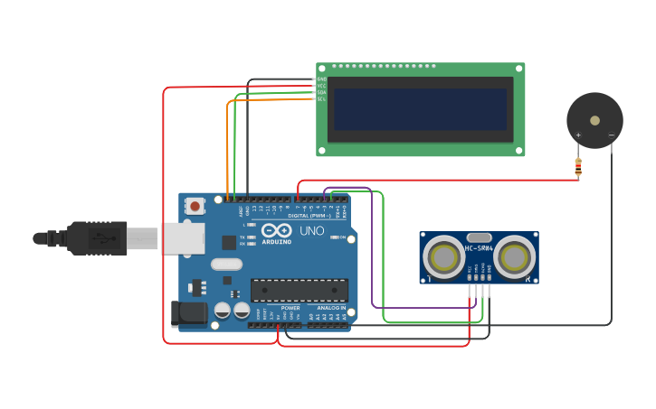 Circuit design Distance Measurement - Tinkercad