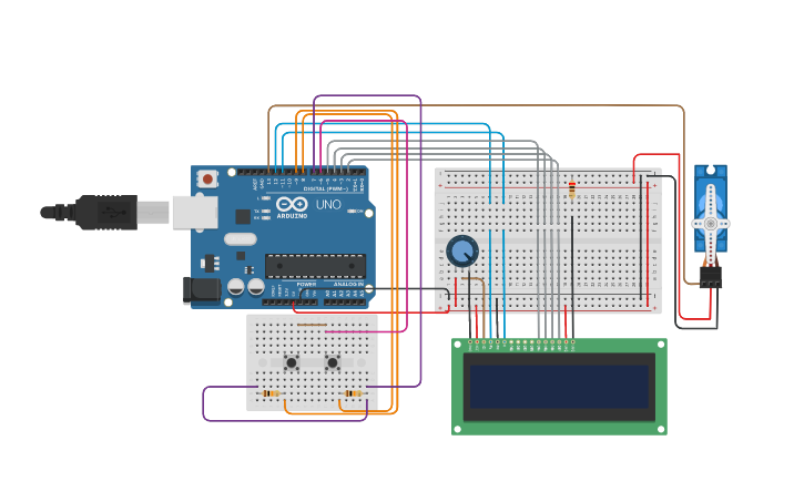 Circuit design Smart Parking System - Tinkercad