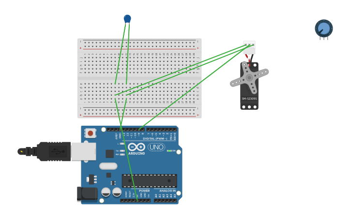 Circuit design servo motors - Tinkercad