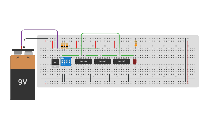 Circuit design A'+B'C - Tinkercad