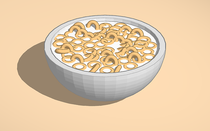 3D design cereal with milk - Tinkercad