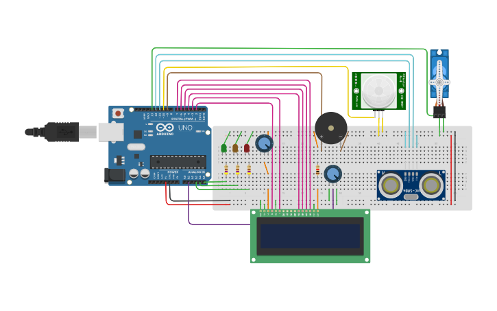 Circuit design PROJECT SMART DUSTBIN - Tinkercad