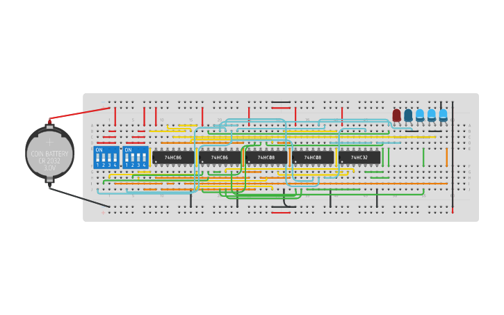 Circuit design 4-Bit Binary Adder - Tinkercad