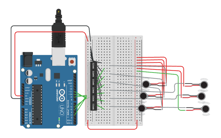 Circuit design haptic-braille - Tinkercad