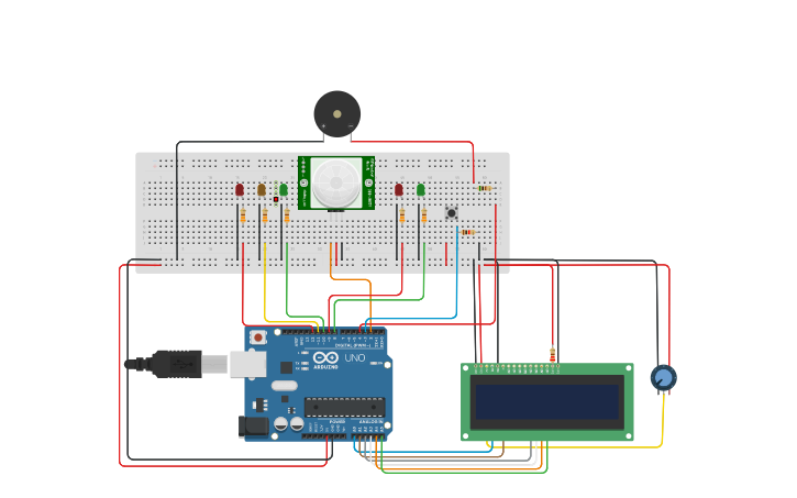 Circuit design Projeto arduino - Semáforo inteligente - Tinkercad