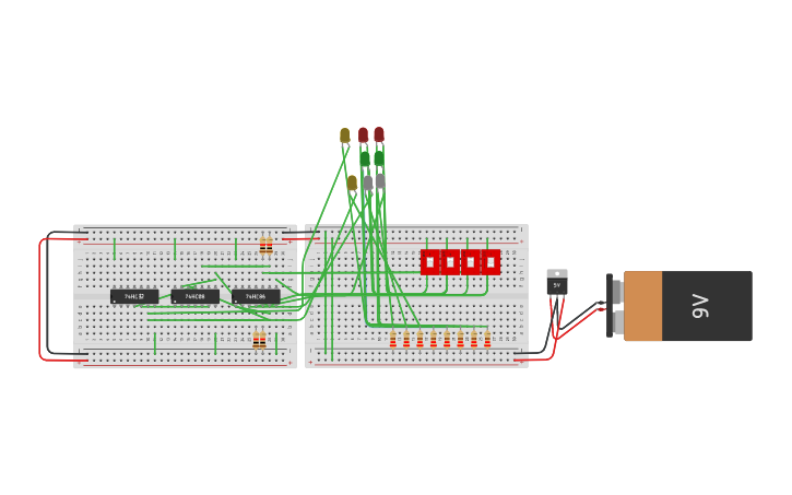 Circuit design 2 bit binary calculator - Tinkercad