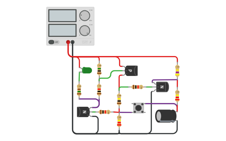 Circuit design Transistor Toggle Latch - Tinkercad
