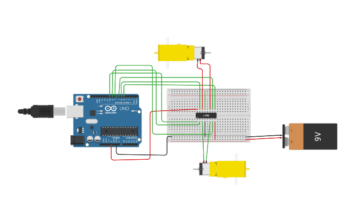 Circuit design Arduino Bluetooth RC Car - Tinkercad