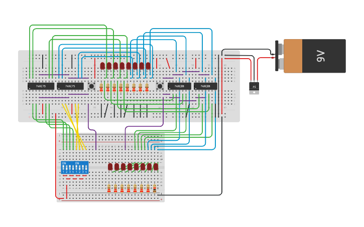 Circuit design 8bit Register - Tinkercad