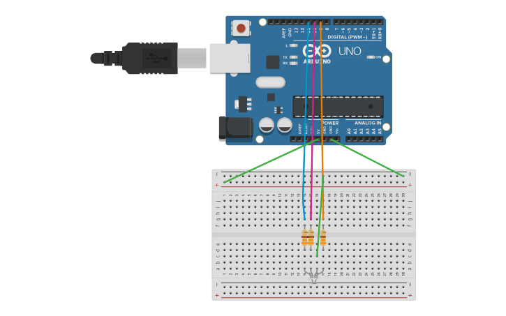 Circuit design Led RGB - Tinkercad