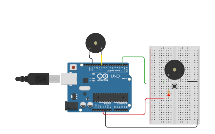 Circuit design Lab4 Passive and Active Buzzer - Tinkercad