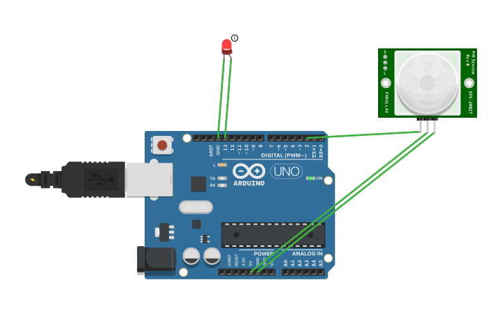 Circuit design pir motion sensor simulation - Tinkercad
