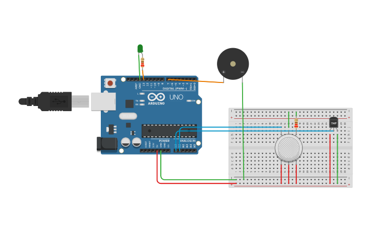 Circuit design FIRE LARM SENSOR - Tinkercad