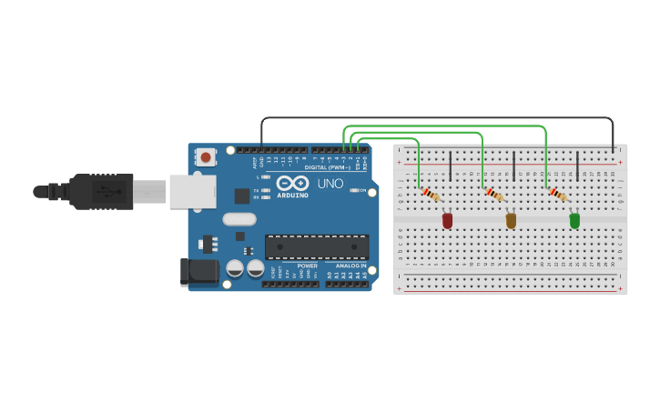 Circuit design LEDs with Arduino - Tinkercad