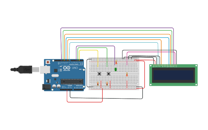 Circuit design Using 2 buttn LED On and OFF and Message Display on LCD ...