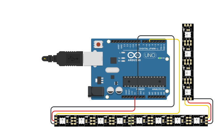 Circuit design projeto Neopixel Arduino - Tinkercad