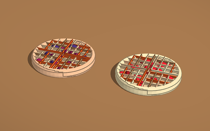 3D design Day 51 of TED: Blueberry & Strawberry Waffles - Tinkercad