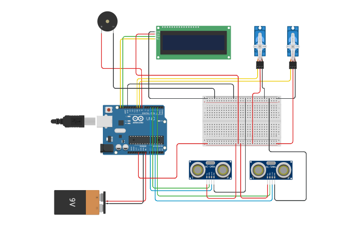 Circuit design Smart Dustbin - Tinkercad