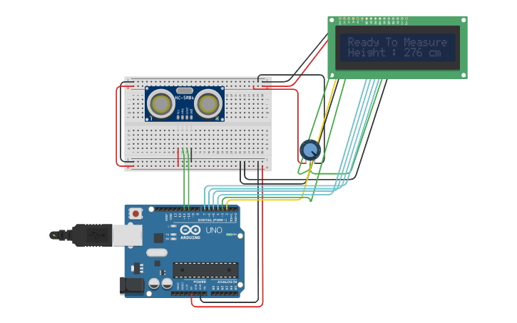 Circuit design Ultrasonic Water Level Sensor - Tinkercad