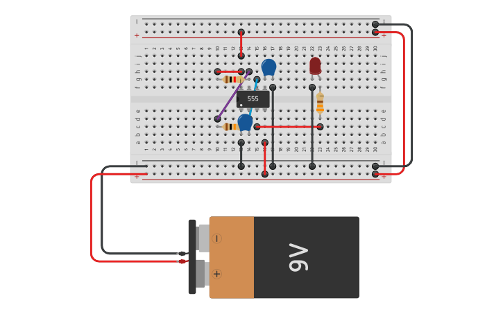 Circuit Design Blink Led Using 555 Timer Ic Tinkercad