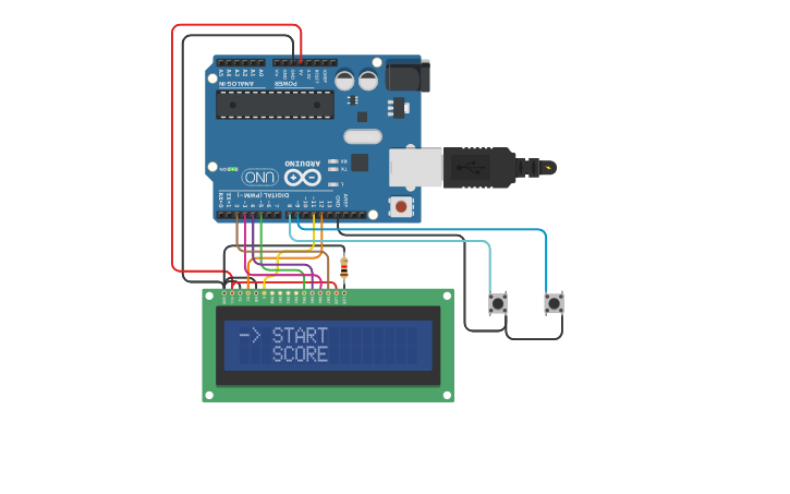 Circuit design T-Rex Dinosaur game With Arduino - Tinkercad