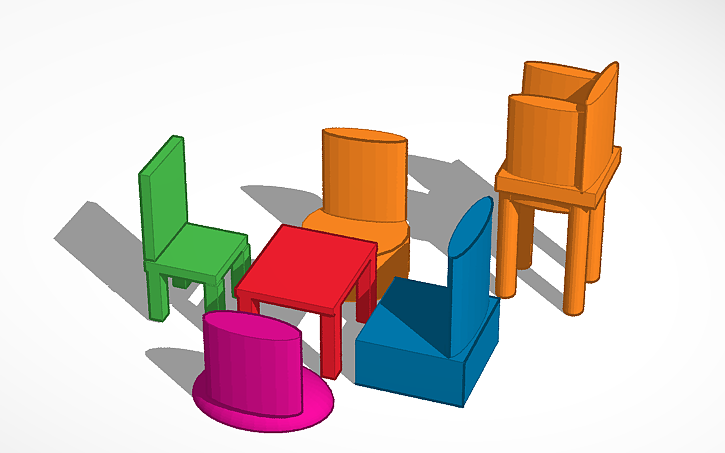 3D design Chair set - Tinkercad