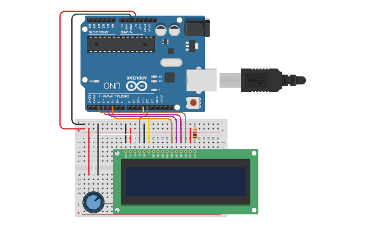 Circuit design lcd animado - Tinkercad