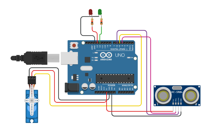 Circuit design Smart Dustbin (ARDUINO) - Tinkercad