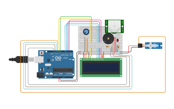 Circuit design Human detector - Tinkercad
