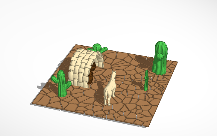 3D design WESTERN STORAGE&HORSE IN DESERT - Tinkercad
