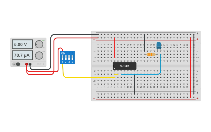 Circuit design NOT GATE USING NAND - Tinkercad