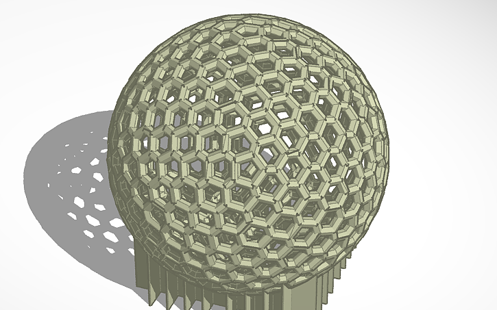 3D design Hexagonal sphere with support - Tinkercad