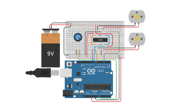 Circuit design IoT - Motores DC com L293D - Tinkercad