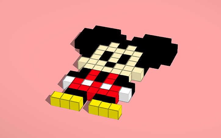 3D design Mickey Mouse Pixel Art - Tinkercad