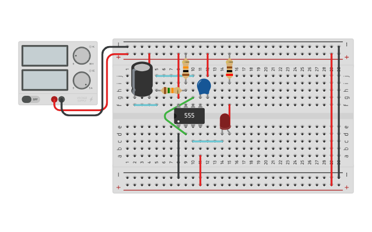 Circuit design IC Clock 555 - Tinkercad
