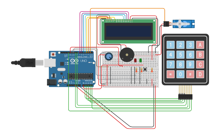 Circuit design password protected lock system - Tinkercad