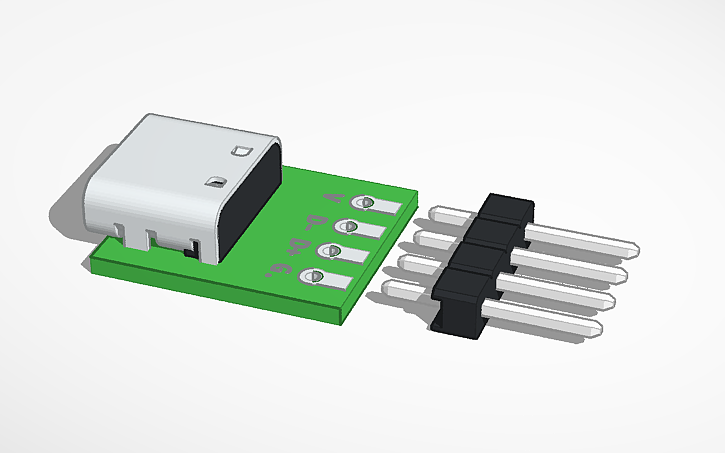 3D design USB Type-C PCB Board - Tinkercad