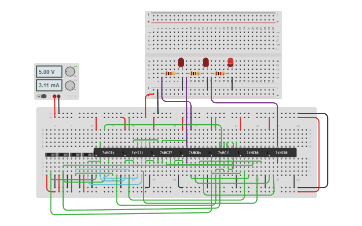 Circuit design 2-BIT BINARY MAGNITUDE COMPARATOR - Tinkercad