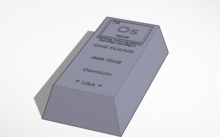 3D design One Pound Osmium Bar - Tinkercad